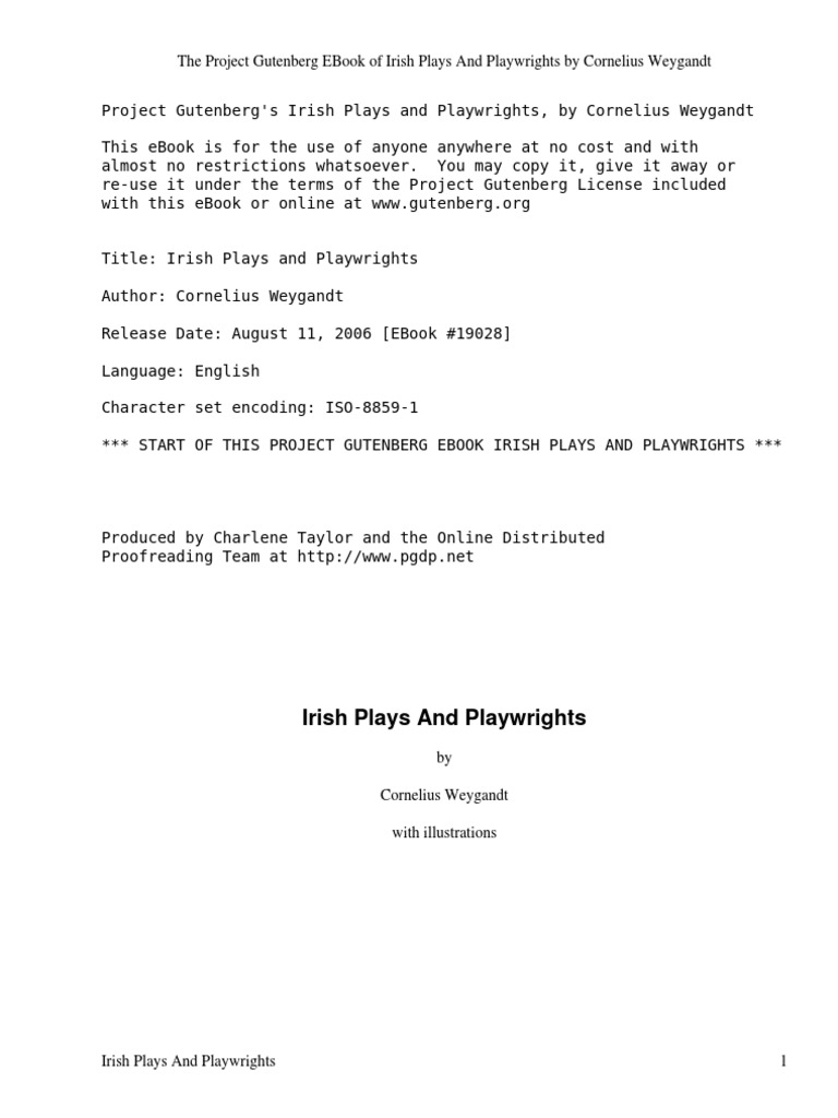 Irish Plays and Playwrights by Weygandt, Cornelius, 1871-1957 | PDF | W ...