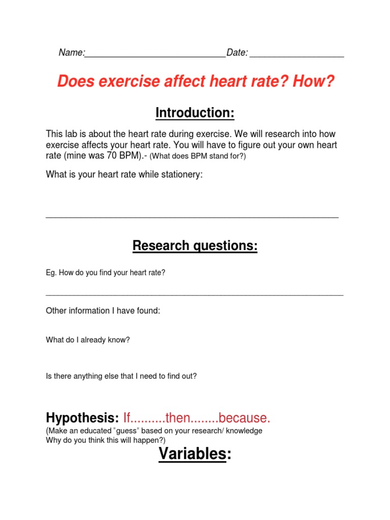 2014-15 How Does Exercise Affect Heart Rate | PDF | Experiment | Heart Rate