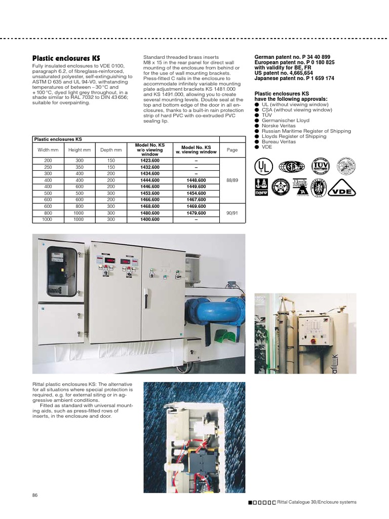 Rittal Plastic Enclosures KS: Technical Specifications and Dimensions ...
