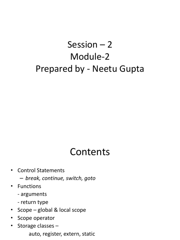 Session 2 Module 2 Prepared By Neetu Gupta Pdf Scope Computer Science Parameter