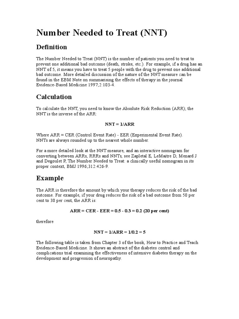 Number Needed To Treat | PDF | Public Health | Diseases And Disorders