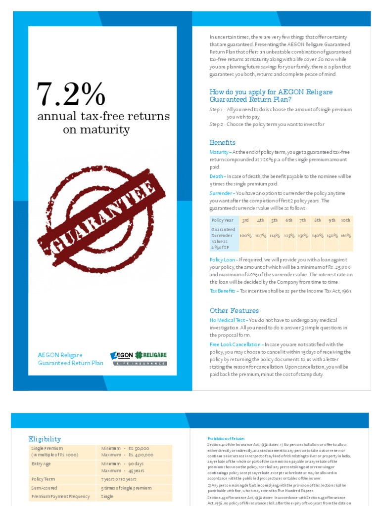 Guaranteed Return Plan | PDF | Life Insurance | Insurance