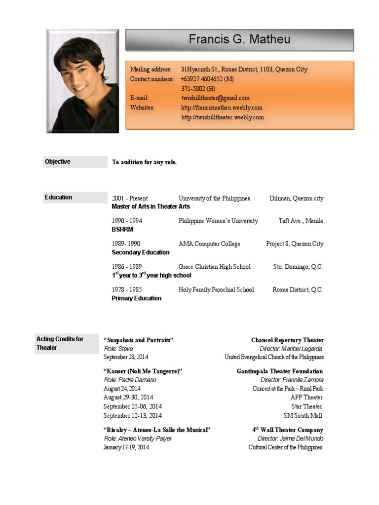 Theater Audition Portfolio | PDF