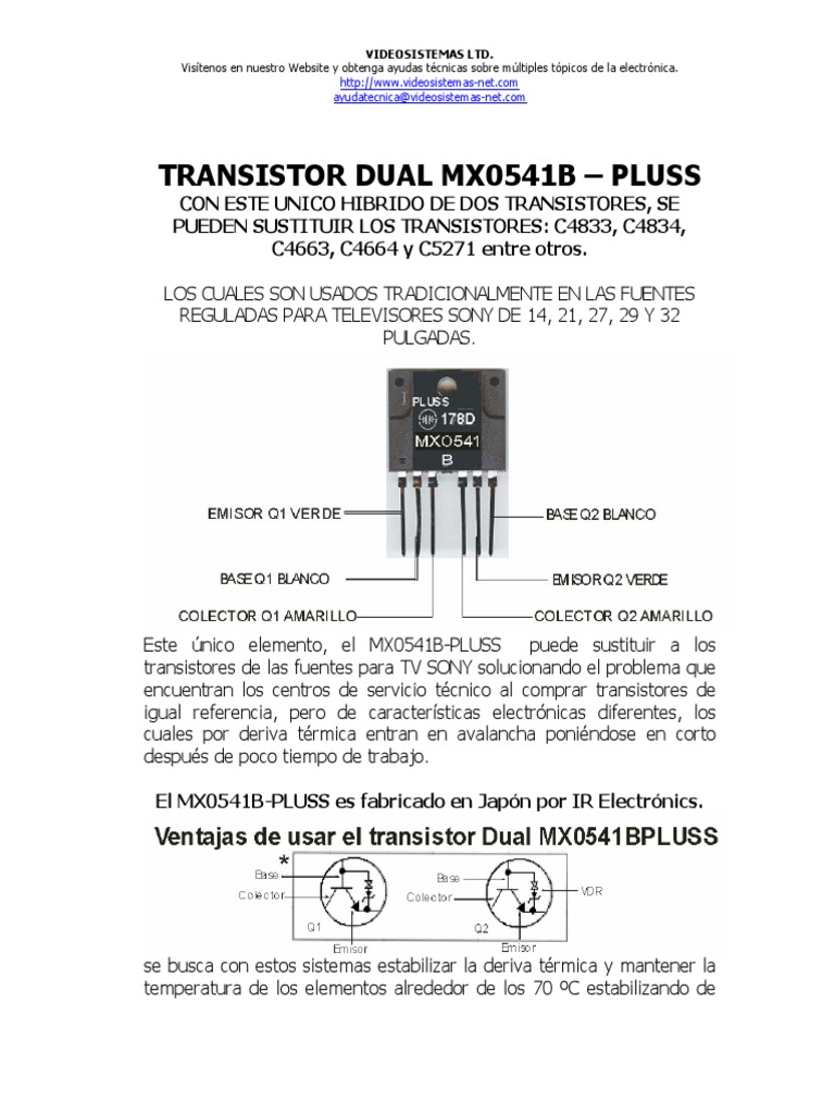 Datasheet del transistor MX0541 | PDF | Transistor | Fuente de alimentación