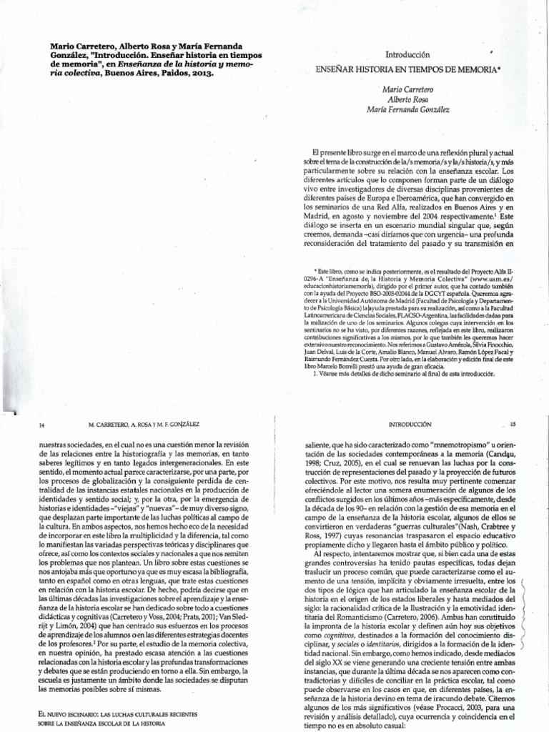 Mario Carretero-Memoria Colectiva | PDF | Memoria | Conocimiento