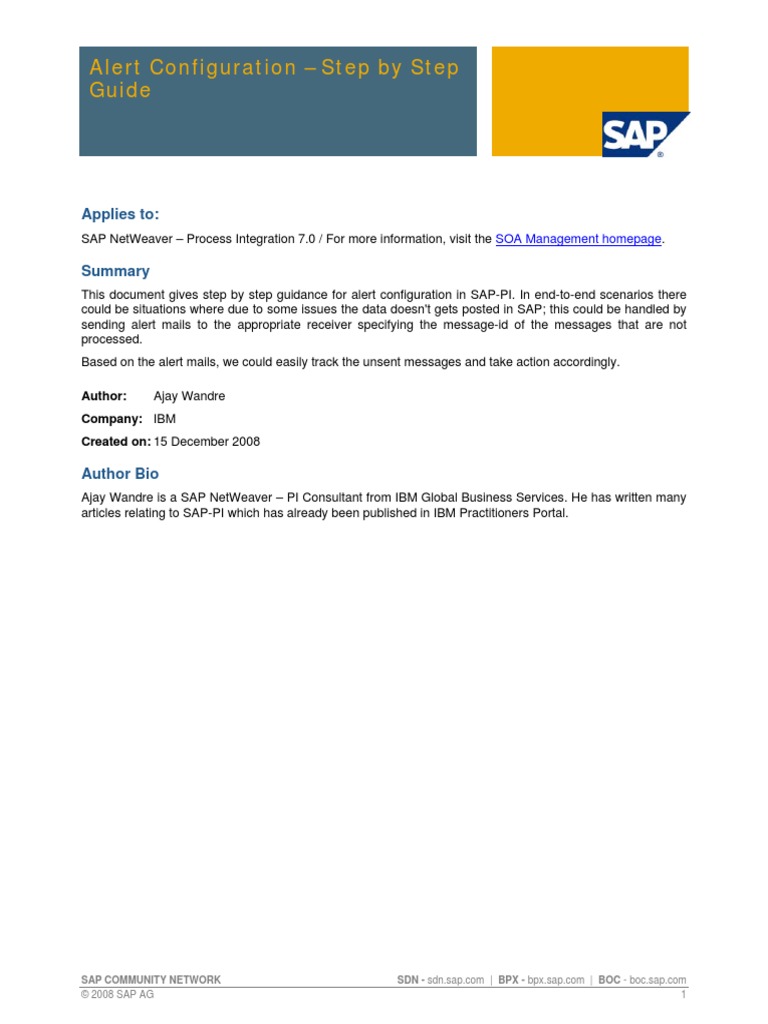 Alert Configuration-Step-By-Step Guide-SAP NetWeaver PI | PDF | Hypertext Transfer Protocol ...