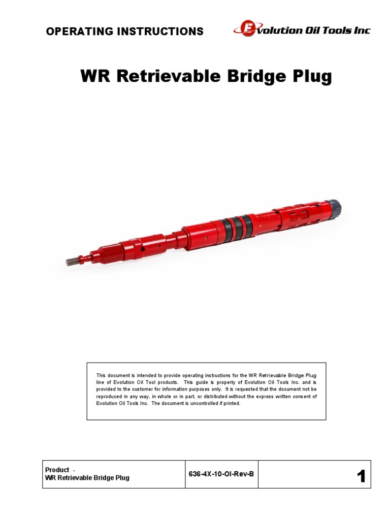 WR Retrievable Bridge Plug - Operating Instructions | PDF | Pipe (Fluid ...
