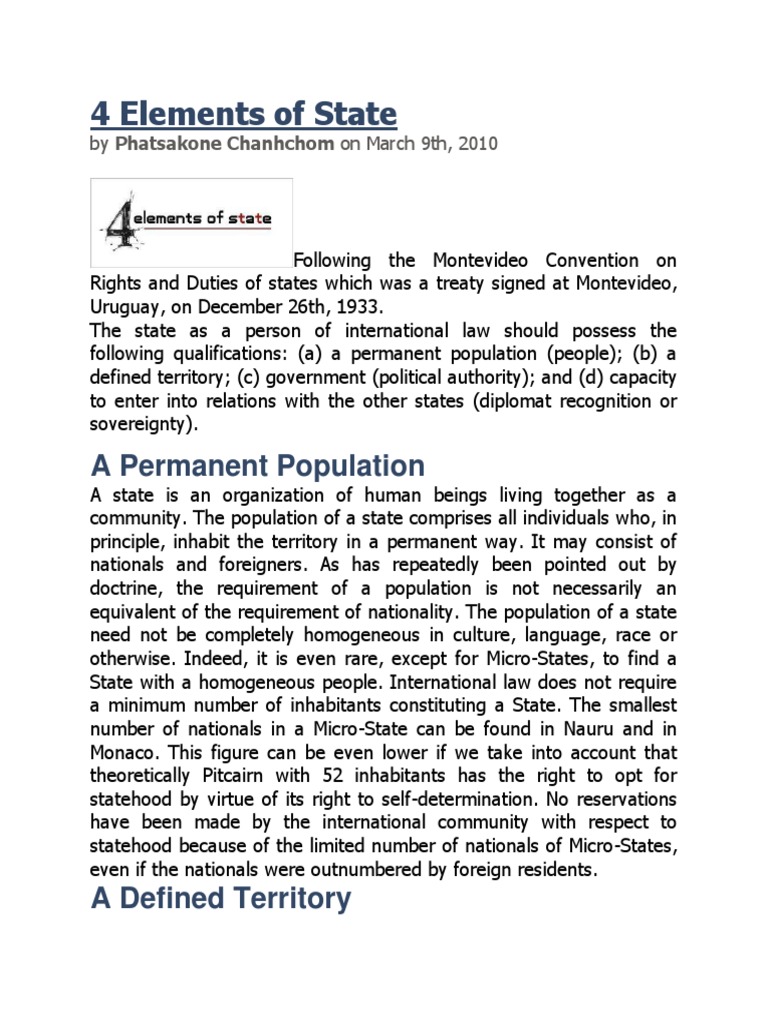 4 Elements of State | PDF | Sovereignty | Sovereign State