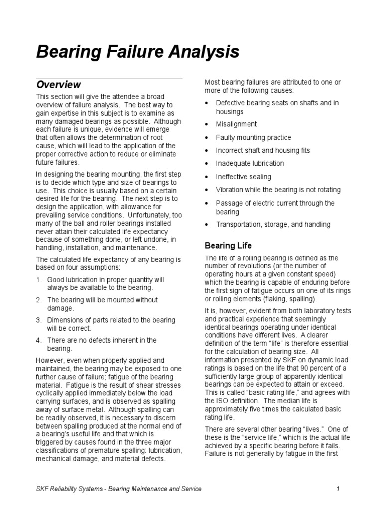 Failure Analysis of Bearings | PDF | Bearing (Mechanical) | Wear