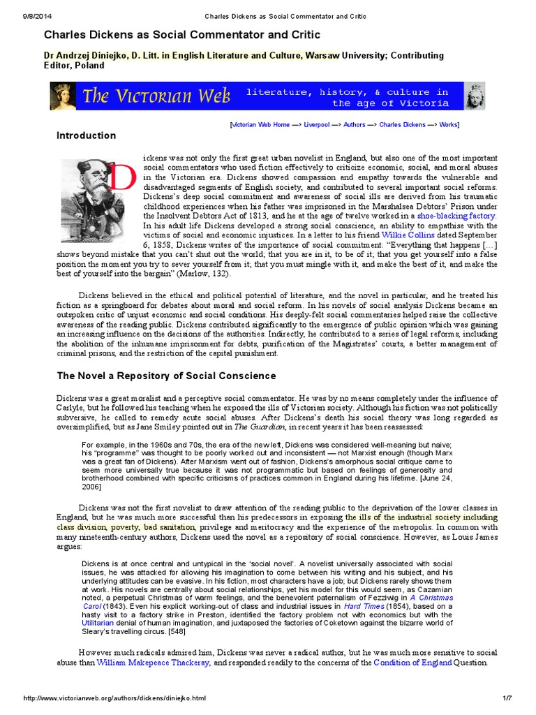 Charles Dickens As Social Commentator and Critic | PDF | Charles Dickens
