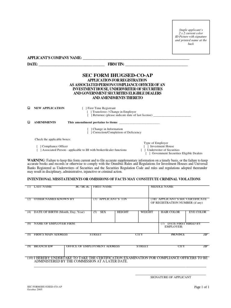 SEC Form IHU/GSED-CO-AP | PDF | Securities (Finance) | U.S. Securities ...
