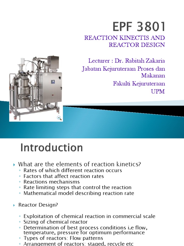 Reaction Kinectis and Reactor Design | PDF | Reaction Rate | Chemical ...