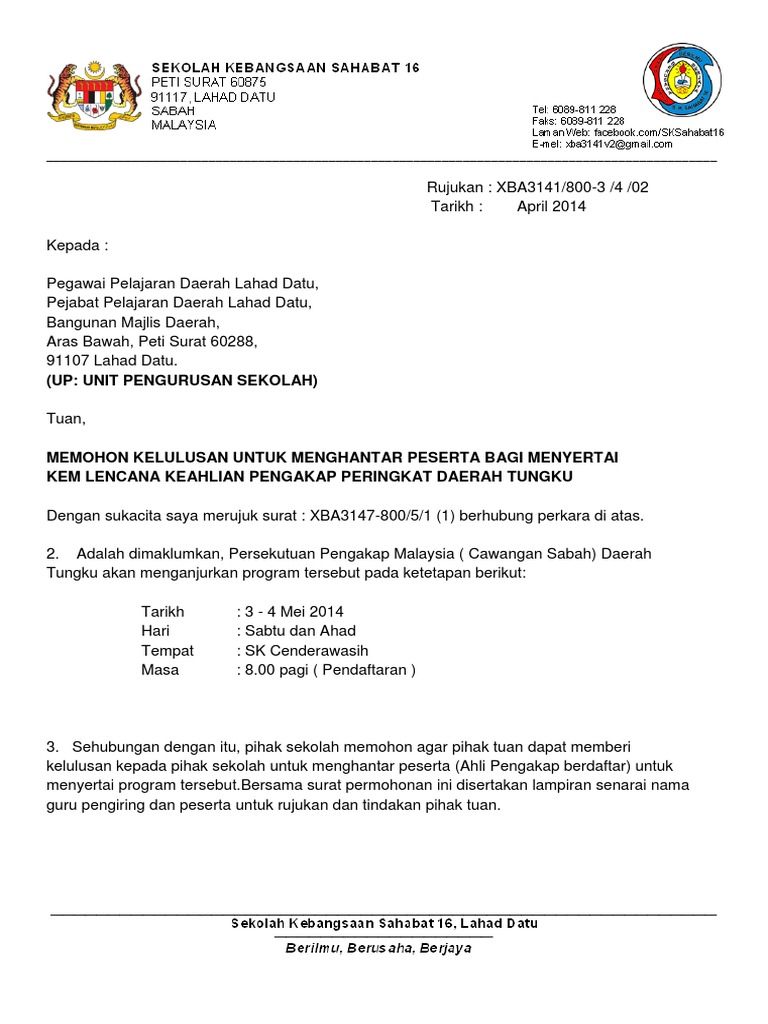 Contoh Surat Mohon Kelulusan | PDF