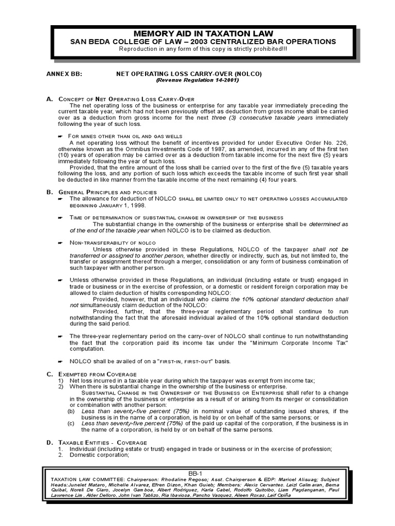 Annex 101 - BB Nolco Tax | PDF | Tax Deduction | Income Tax