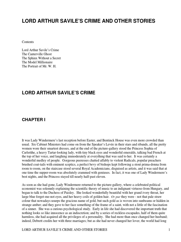 Lord Arthur Savile's Crime and Other Stories by Wilde, Oscar, 1854-1900 ...