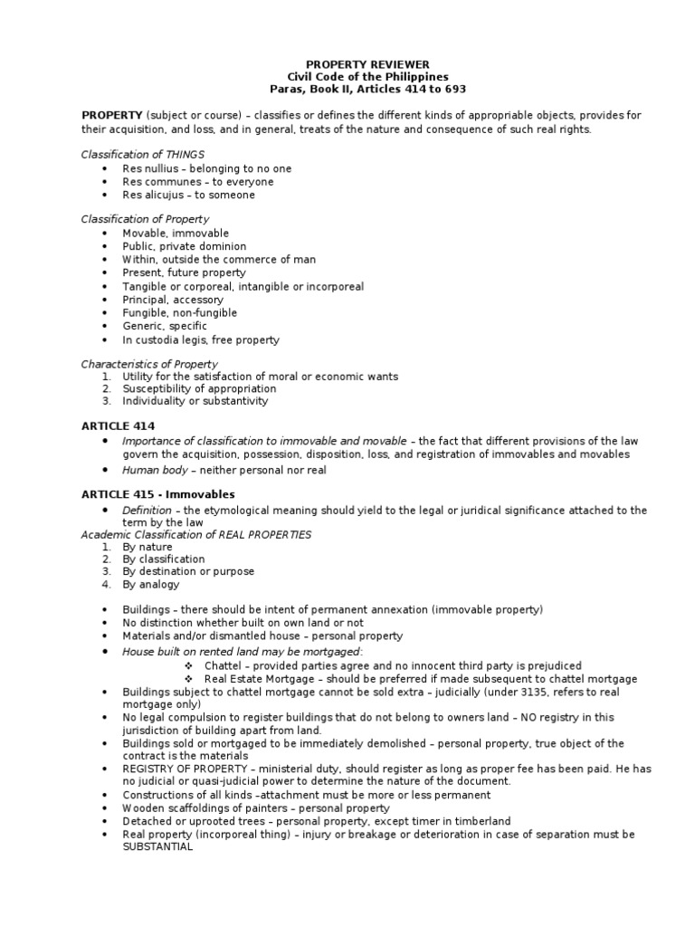 Property (Paras Summarized) | PDF | Adverse Possession | Leasehold Estate