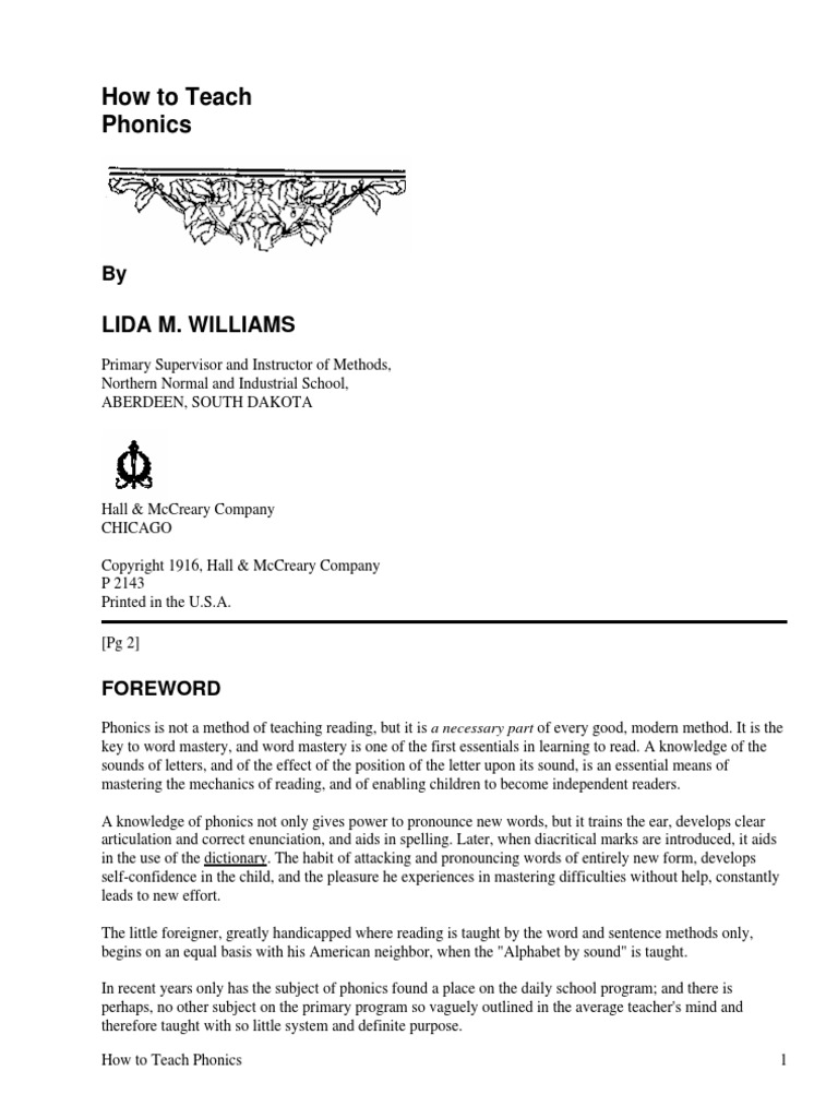 How To Teach Phonics by Williams, Lida M. | PDF | Phonics | Alphabet