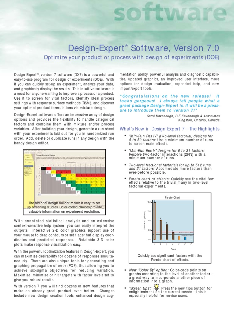 Design-Expert Software, Version 7.0: Optimize Your Product or Process ...