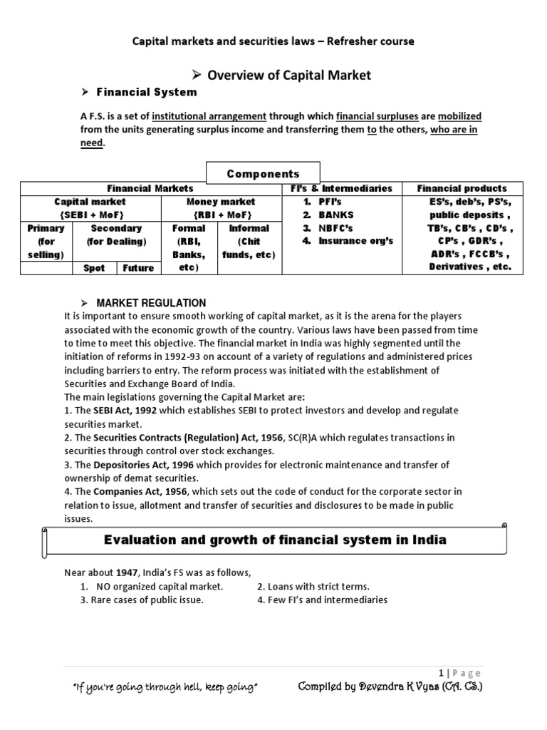 Capital Markets and Securities Laws Short Notes | PDF | Bonds (Finance ...