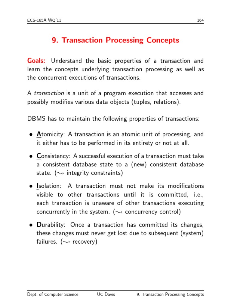 Transaction Processing Concepts: Goals | Download Free PDF | Database Transaction | Databases