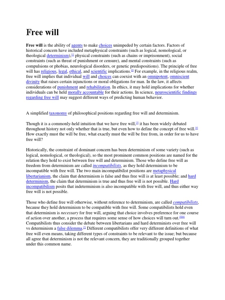 Free Will Is The Ability of | PDF | Free Will | Determinism