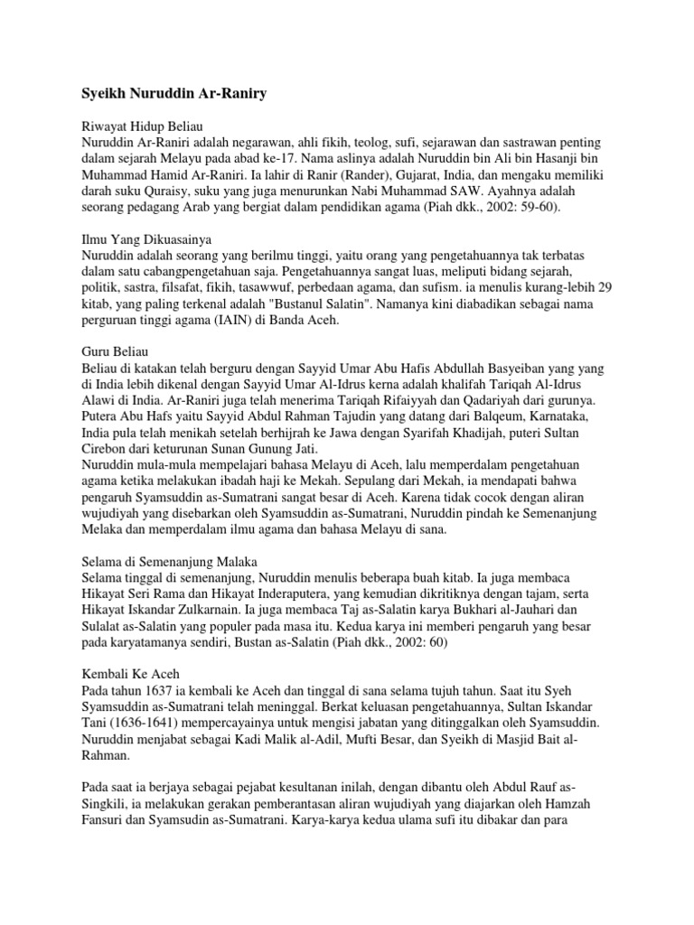 Syeikh Nuruddin Ar | PDF