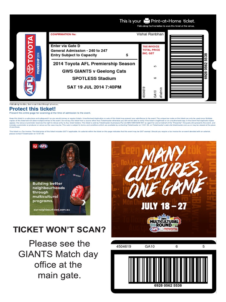 AFL Ticket Scanning Instructions | PDF | Ticket (Admission) | Invoice
