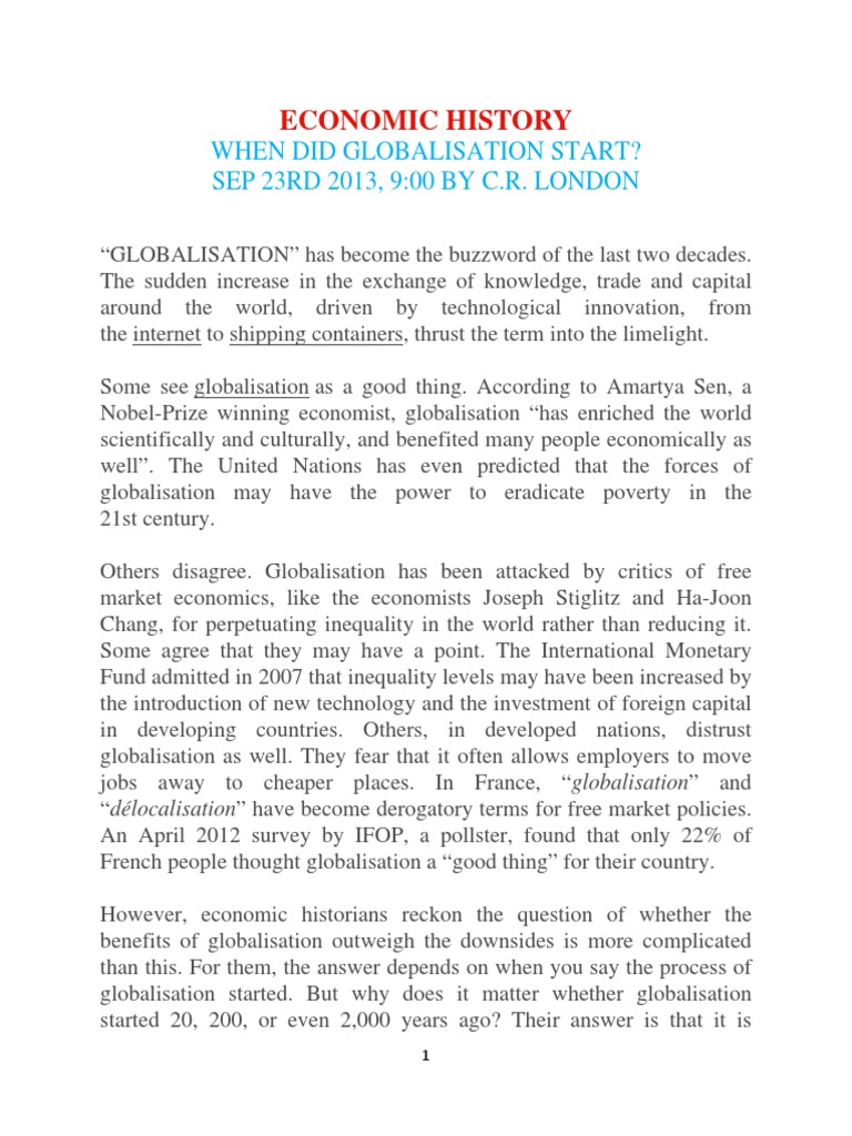 When Did Globalization Begin? | PDF | Globalization | Modern History