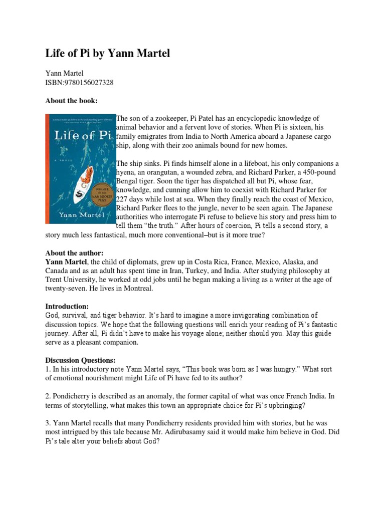 Life of Pi by Yann Martel | PDF | Religion And Belief