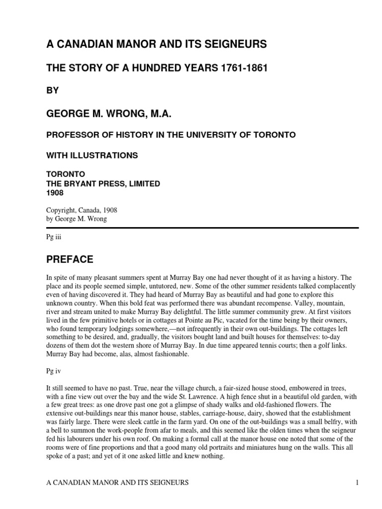 History of Murray Bay Manor Seigneurs | PDF | Quebec | New France