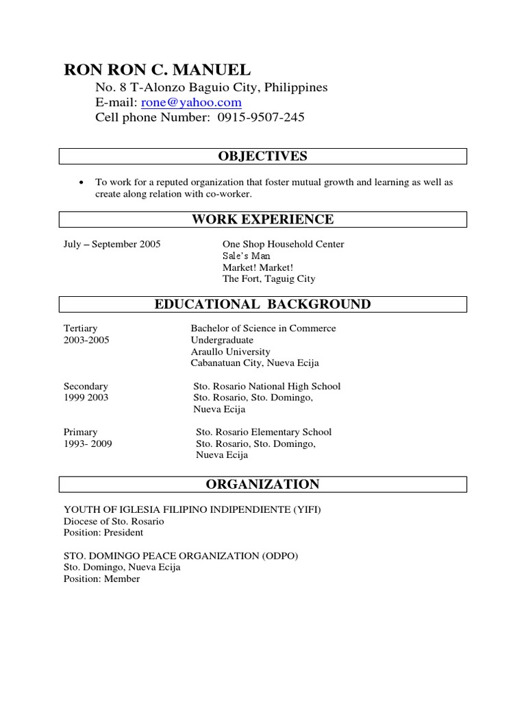 Resume of Ron Ron C. Manuel | PDF