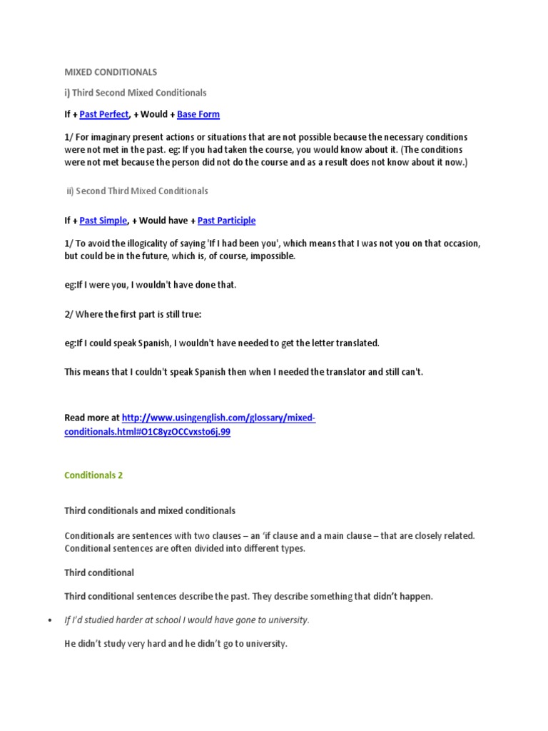 Mixed Conditionals | PDF | Syntax | Style (Fiction)