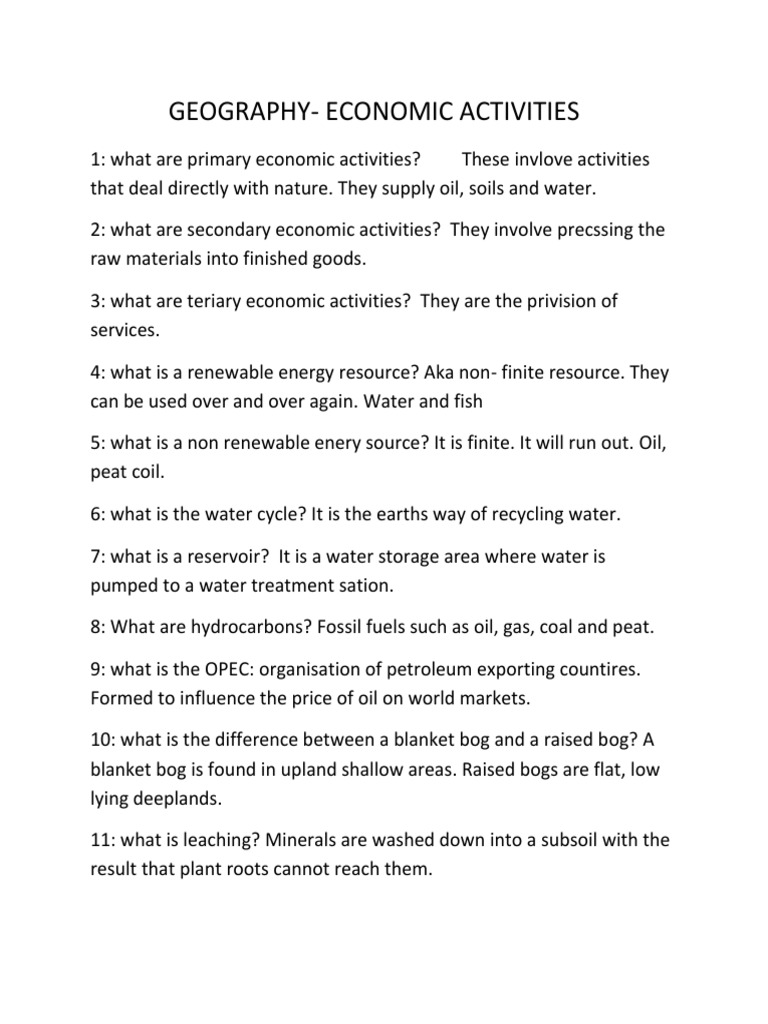 Geography-Economic Activities | PDF | Petroleum | Peat