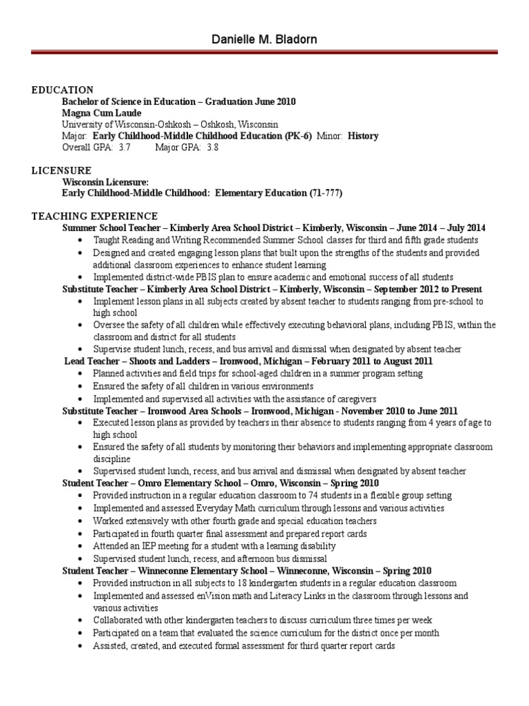 Weebly Resume | PDF | Teaching And Learning