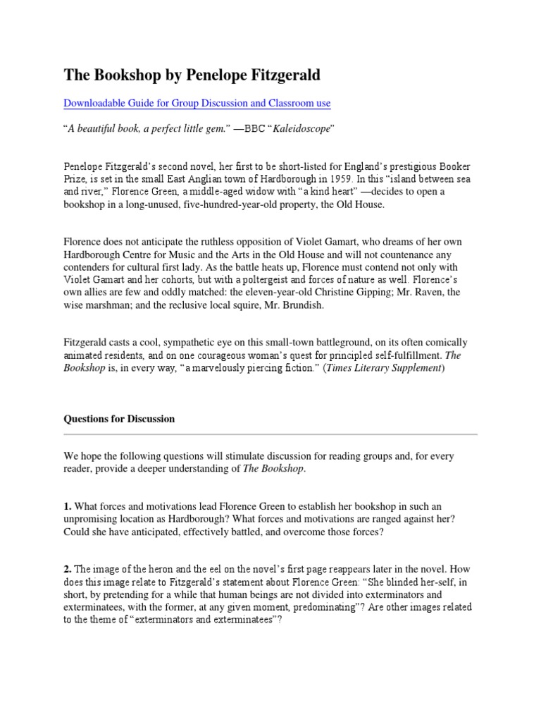 Discussion Guide for The Bookshop | PDF