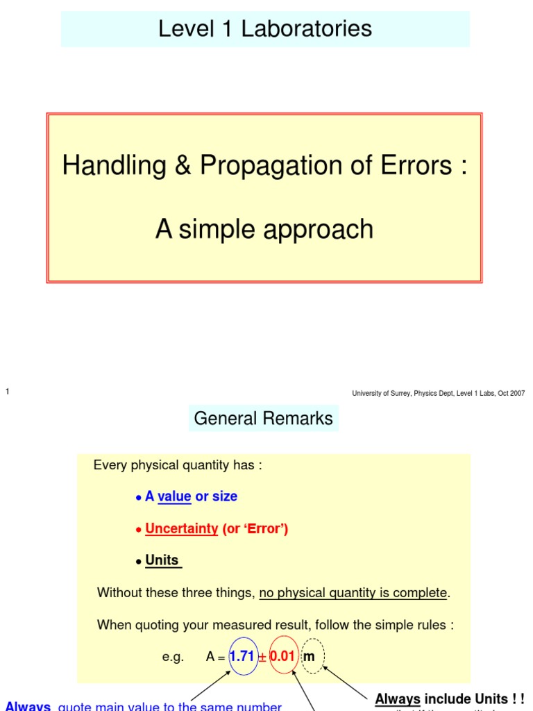Error Propagation | PDF | Uncertainty | Significant Figures