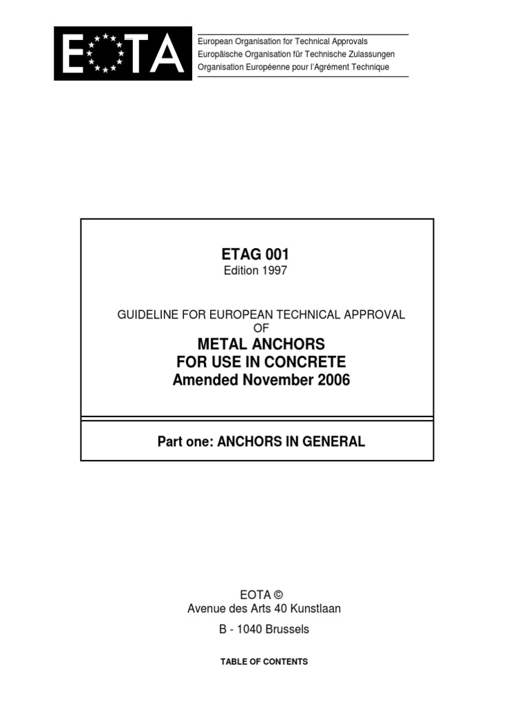 ETAG 001-Part1 PDF | PDF | Strength Of Materials | Structural Load