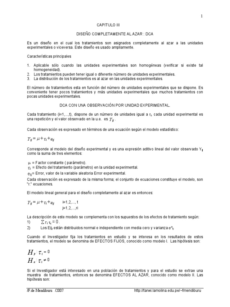 Diseño Completamente Al Azar (Dca) | PDF | Métodos y materiales de ...