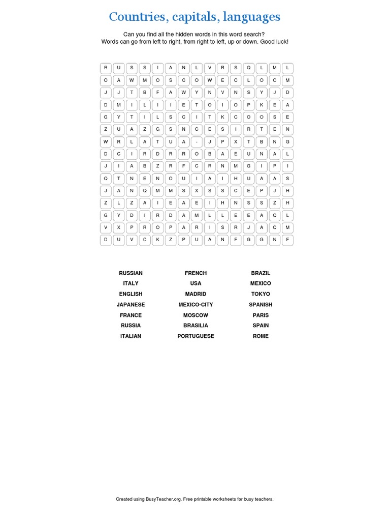 Countries Capitals Languages | PDF