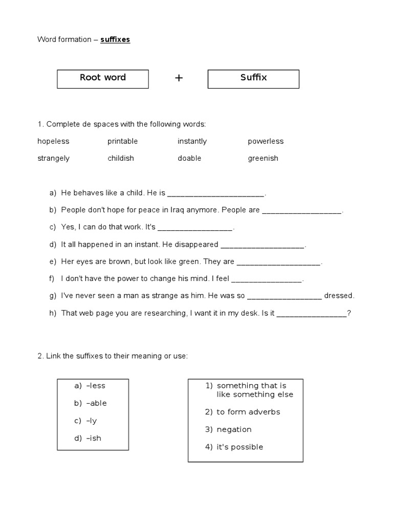 Word Formation: Suffixes Exercise | PDF | Foreign Language Studies