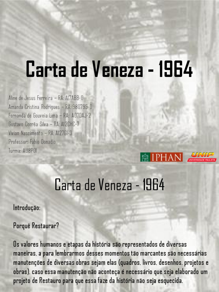 Carta de Veneza - 1964 | PDF | Science | Ciência (geral)