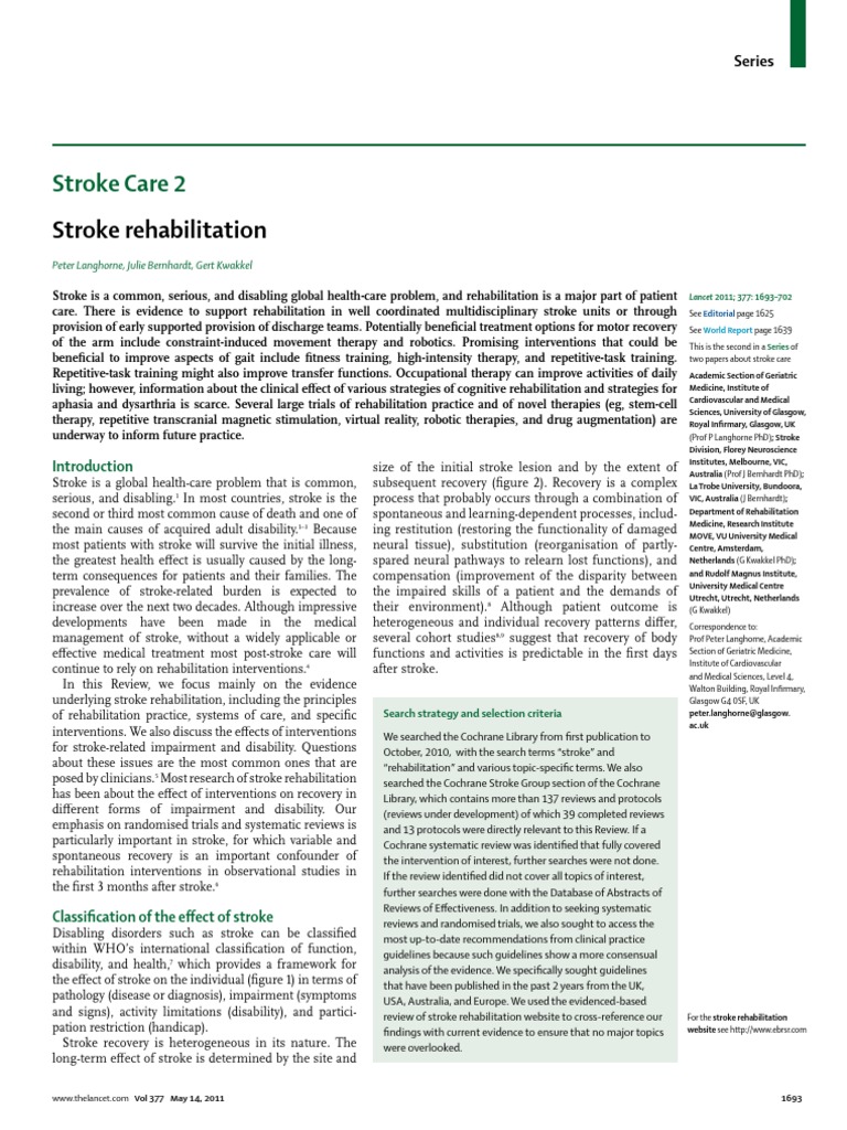 Stroke Rehabilitation | PDF | Physical Therapy | Stroke