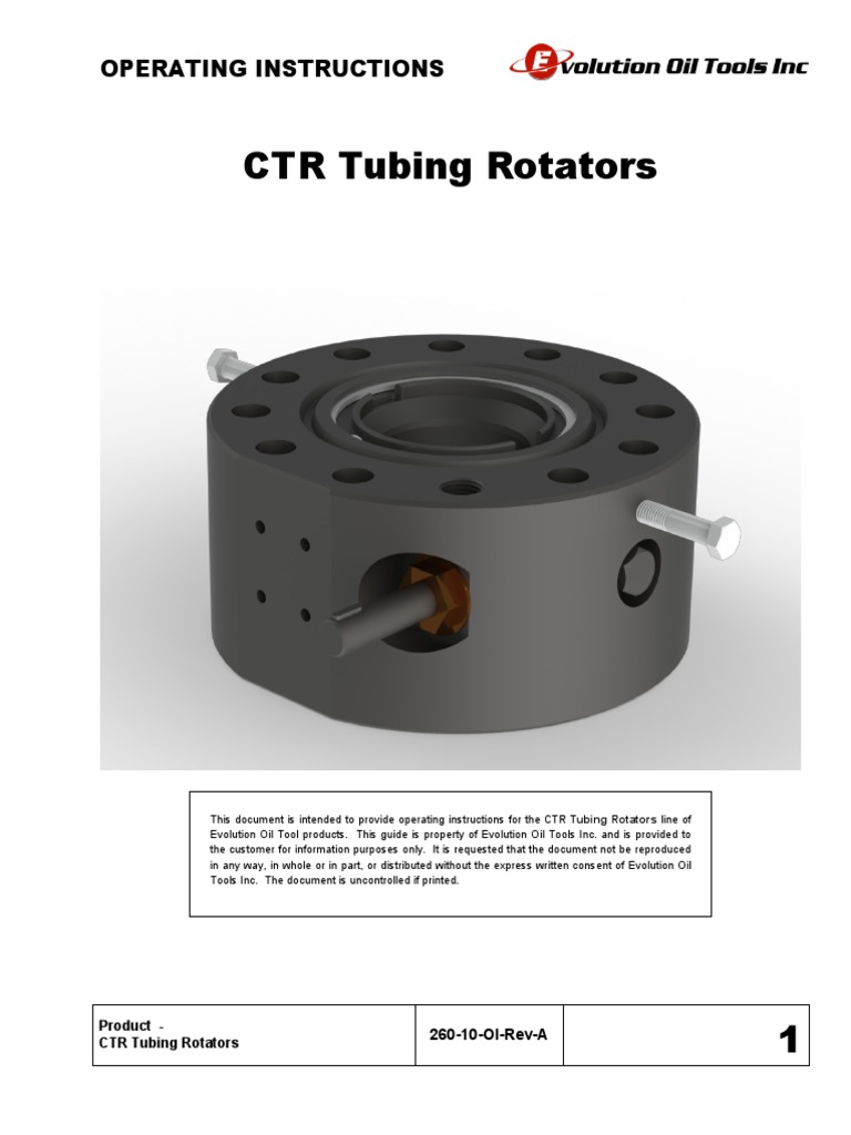 CTR Tubing Rotators Operating Instructions | PDF | Pump | Screw