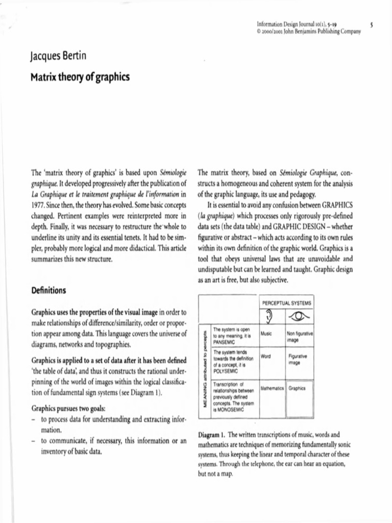 Bertin - Matrix Theory of Graphics - IDJ - Ocr | PDF | Matrix ...