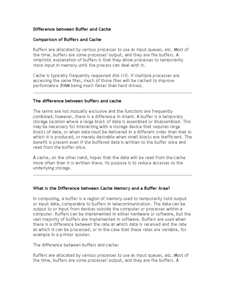 Buffer and Cache | PDF | Data Buffer | Cache (Computing)