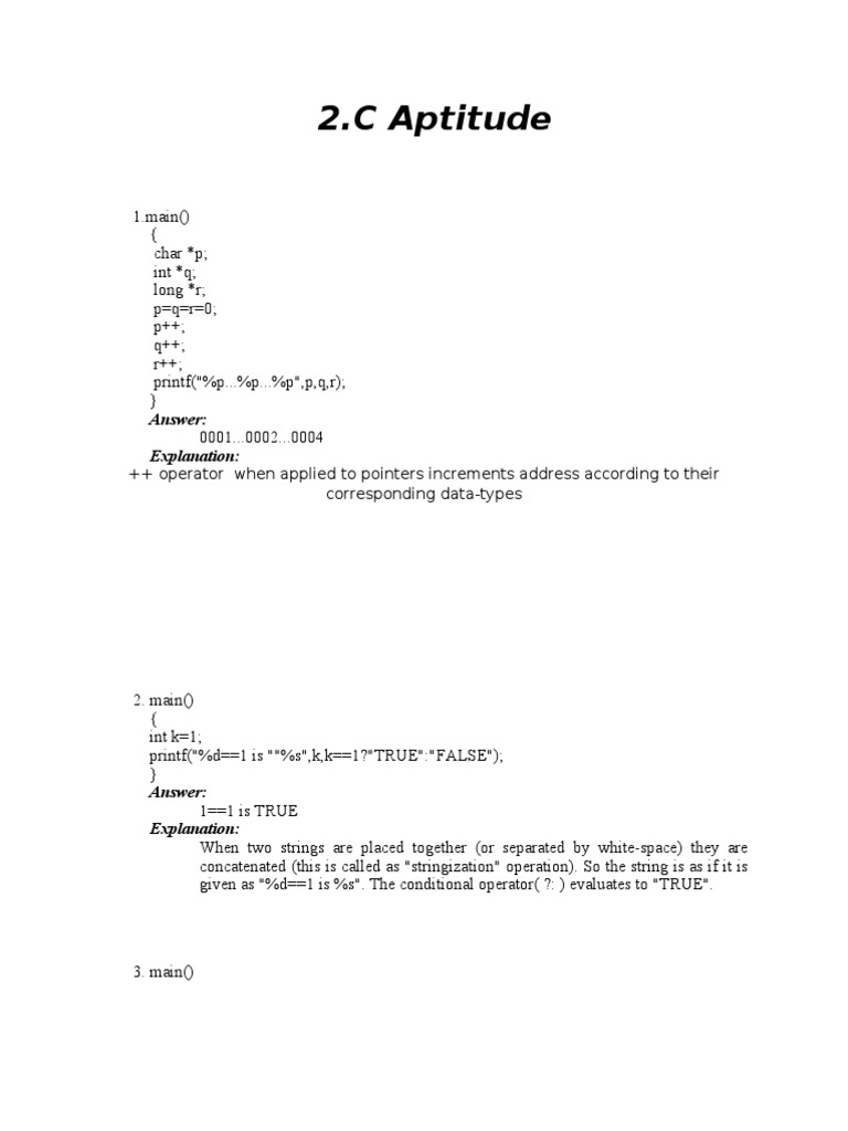 C Programming Output Explanations | PDF | Variable (Computer Science ...