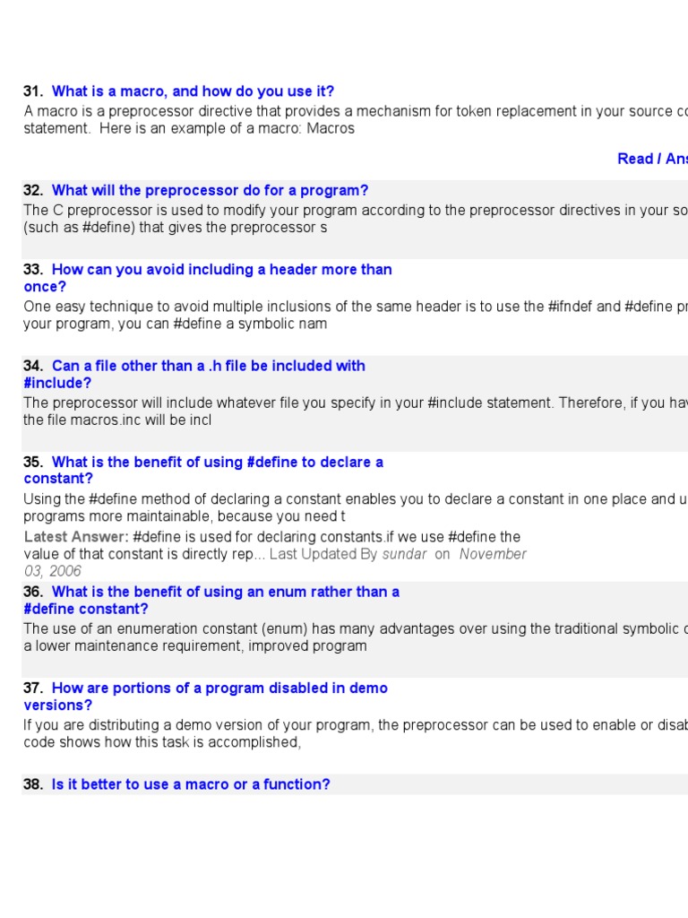 C Interview Questions Pdf Pointer Computer Programming C