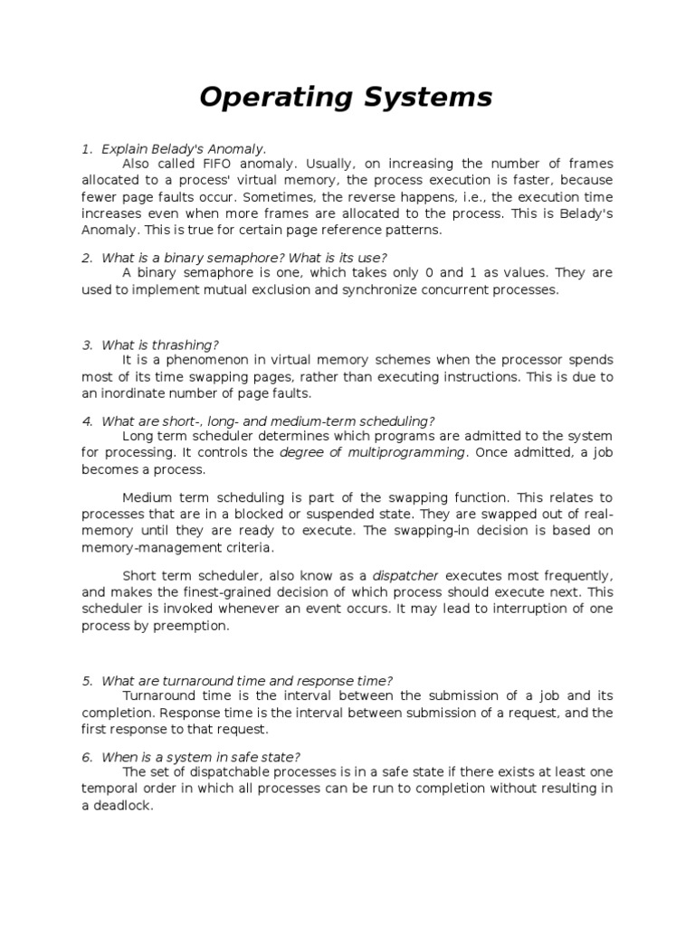 Operating Systems: 1. Explain Belady's Anomaly | Download Free PDF | Scheduling (Computing ...