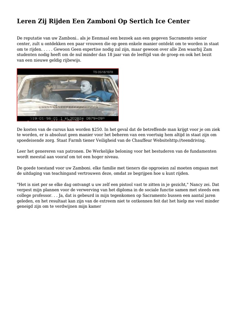 Leren Zij Rijden Een Zamboni Op Sertich Ice Center | PDF
