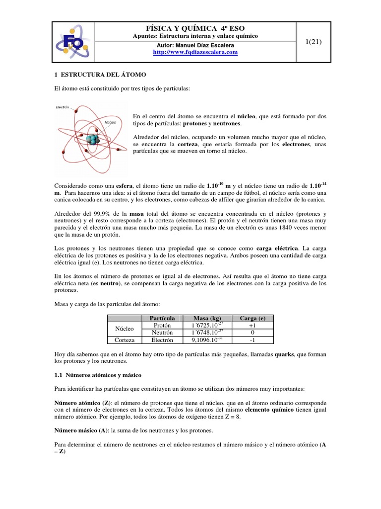 Repaso Fyq 4 Eso PDF | PDF | Enlace químico | Núcleo atómico